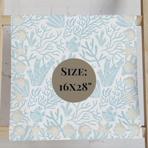 Coastal Bathroom Hand Towel Shell Pattern Beach Decor Guest Bathroom ...