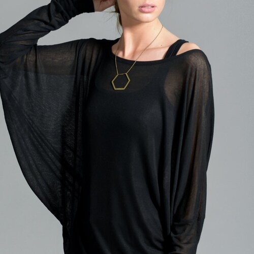 Batwing Top Loose Linen Top With Long Sleeves Dolman Top | Etsy