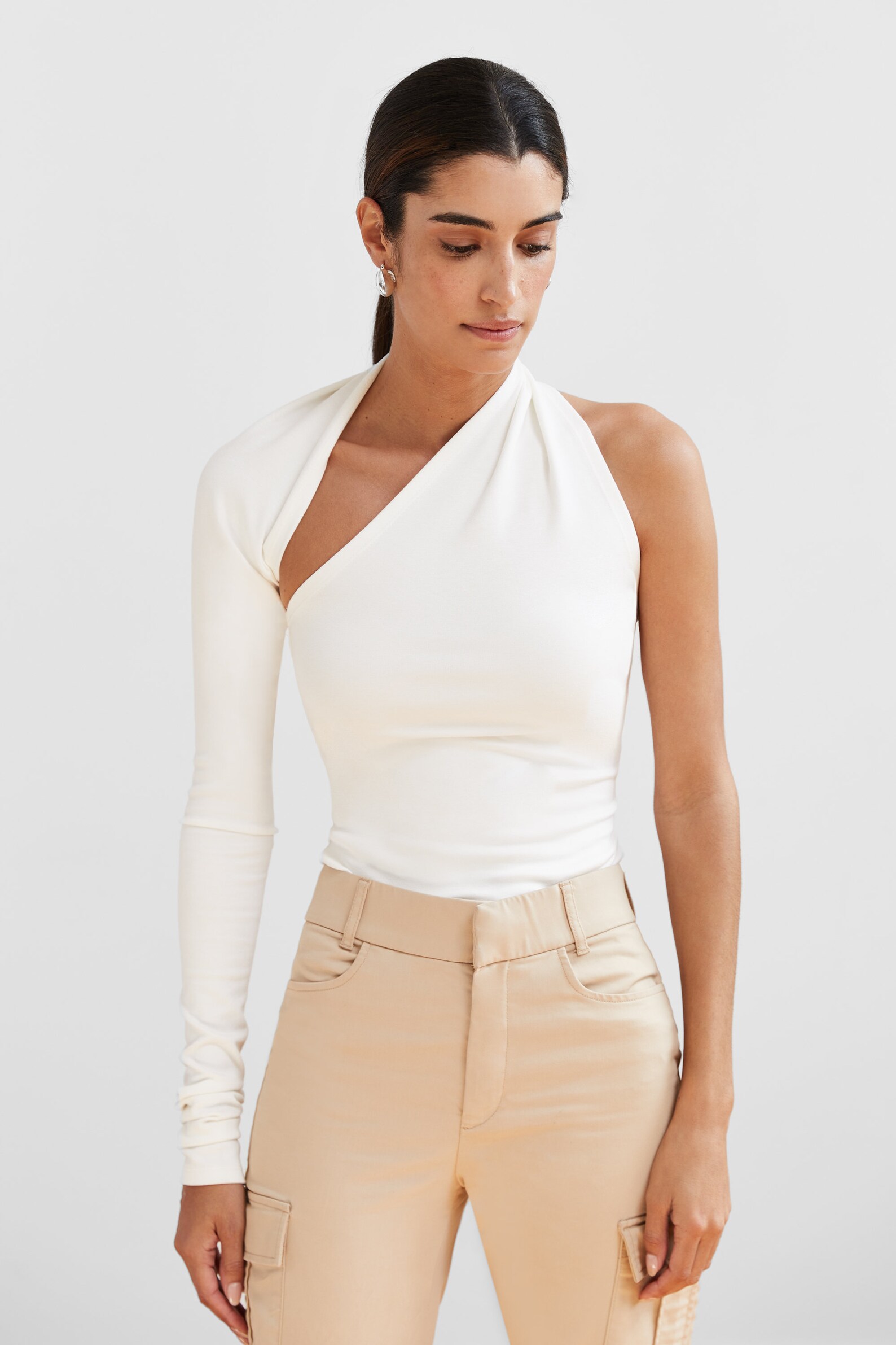 One Shoulder Top Asymmetrical Sleeve Blouse Cocktail Fitted - Etsy