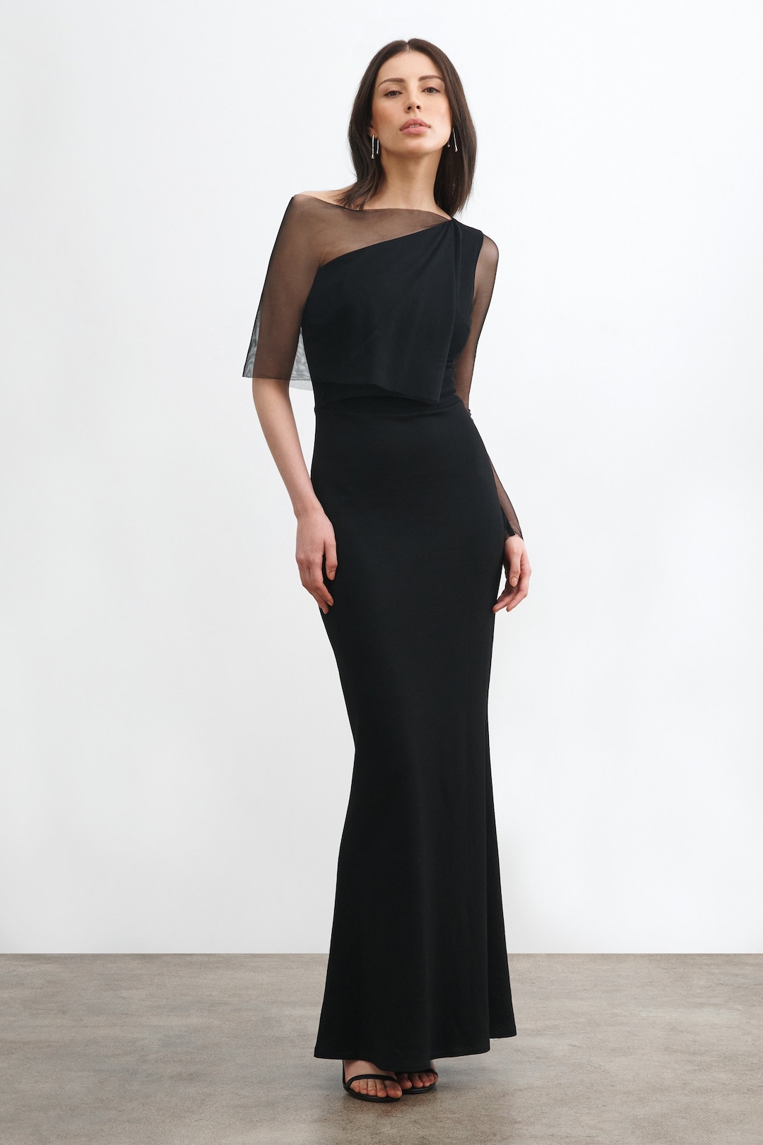 Black Statement Dress, Floor Length Gown, Fitted Evening Dress With ...