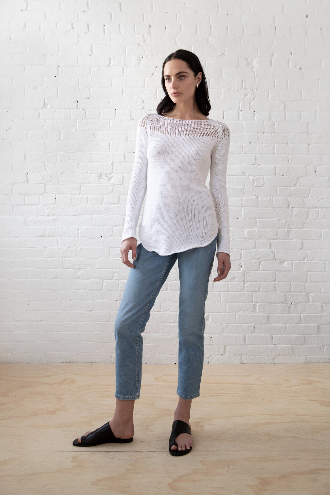 FINAL SALE Sheer Crocheted Top, Summer Knit Sweater, Long Sleeve Sheer ...