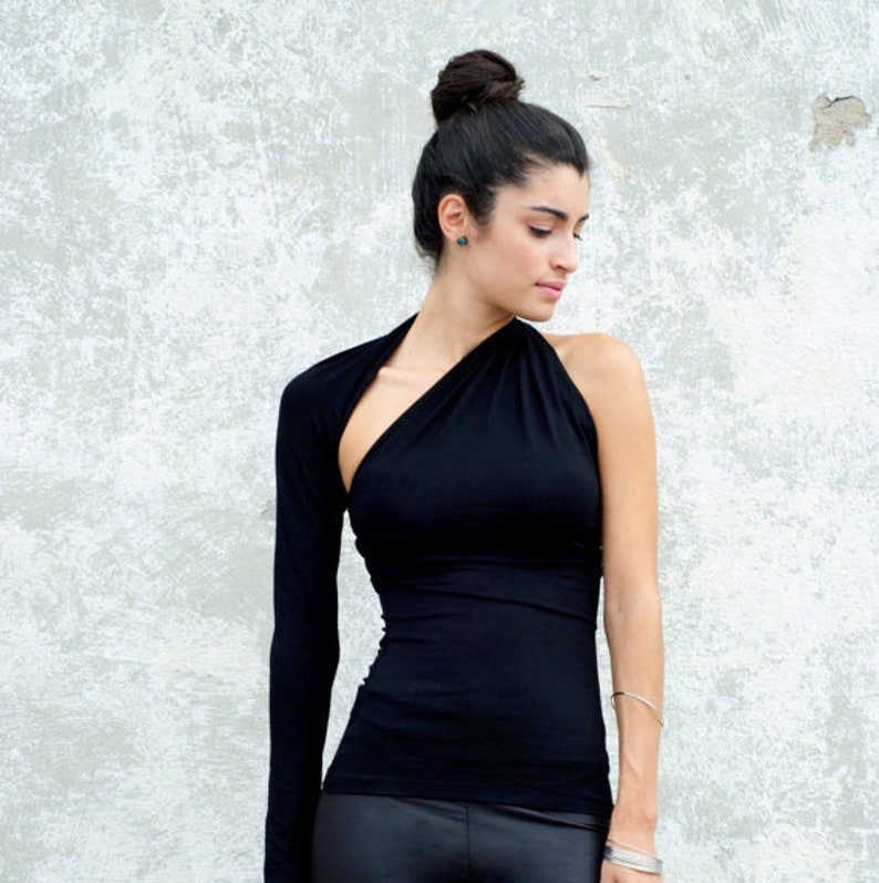 One Sleeve Top One Sleeve Blouse Asymmetric Shirt One | Etsy