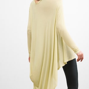 Long Draped Back Tunic, Casual Asymmetric Long Top, High Low Tunic ...