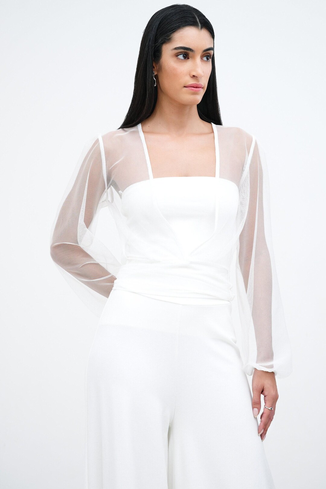 Off White Mesh Cocktail Shrug, See Through Bolero, Mesh Shrug, Wrap ...