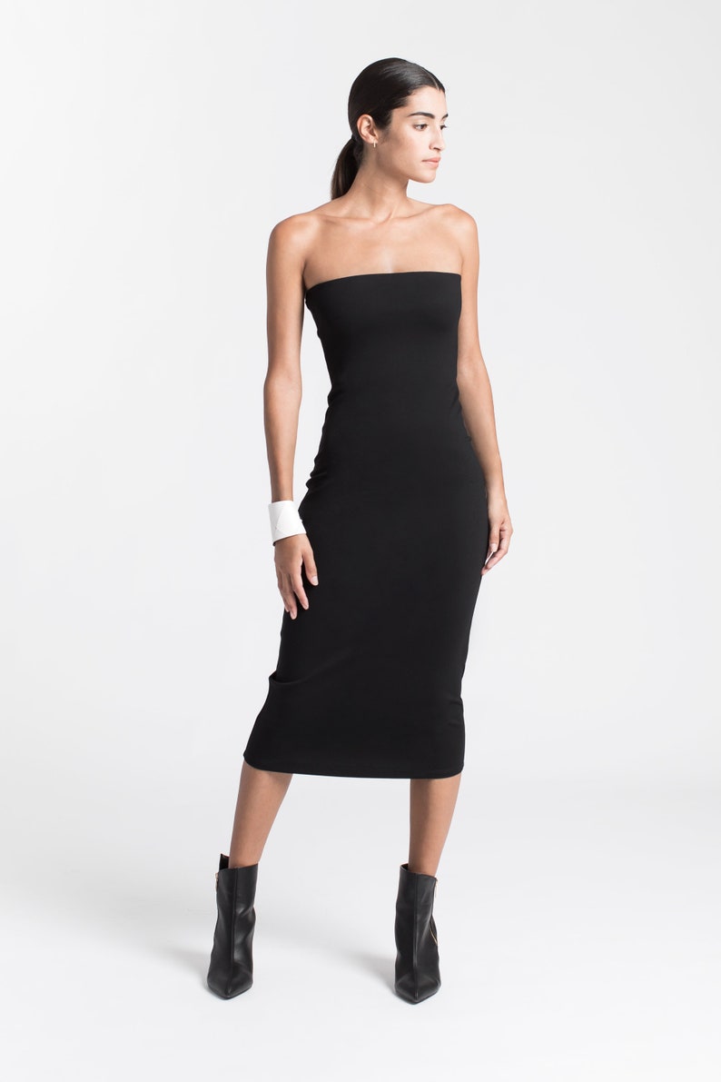 Strapless Cocktail Dress Black Fitted Dress Black Formal Etsy