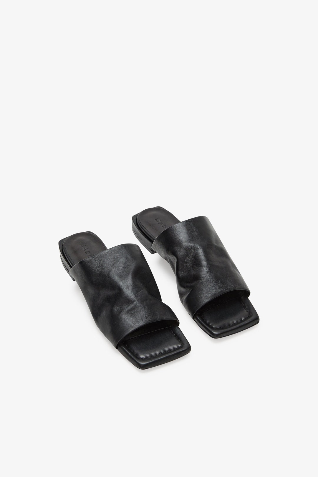 Black Leather Slides, Open Toe Slides, Statement Flats, Designer Flats ...