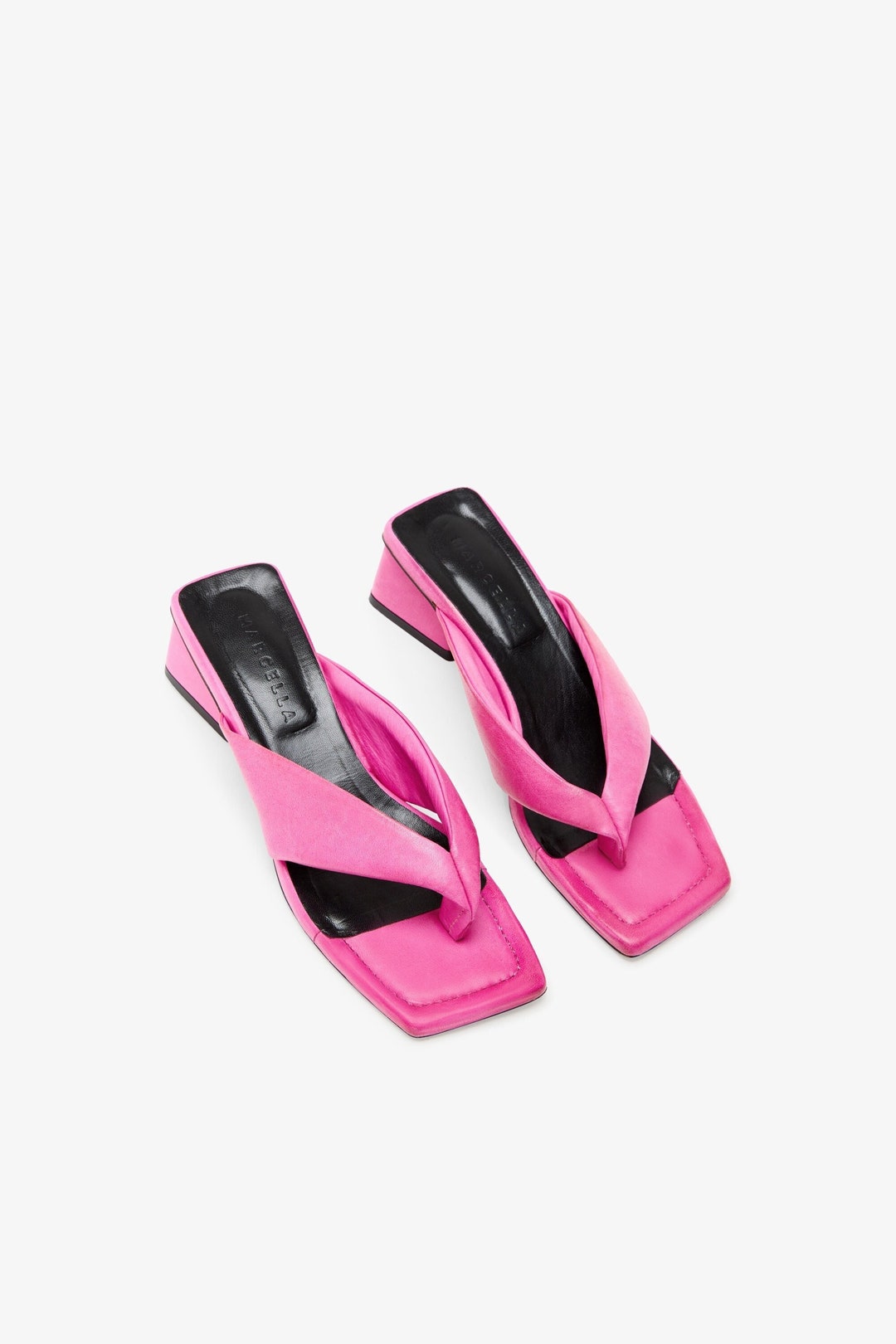 NEW Pink Leather Slides Hot Pink Sandals Statement Flats - Etsy