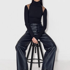 Haut à manches longues, chemise découpée en résille, haut de cocktail ...