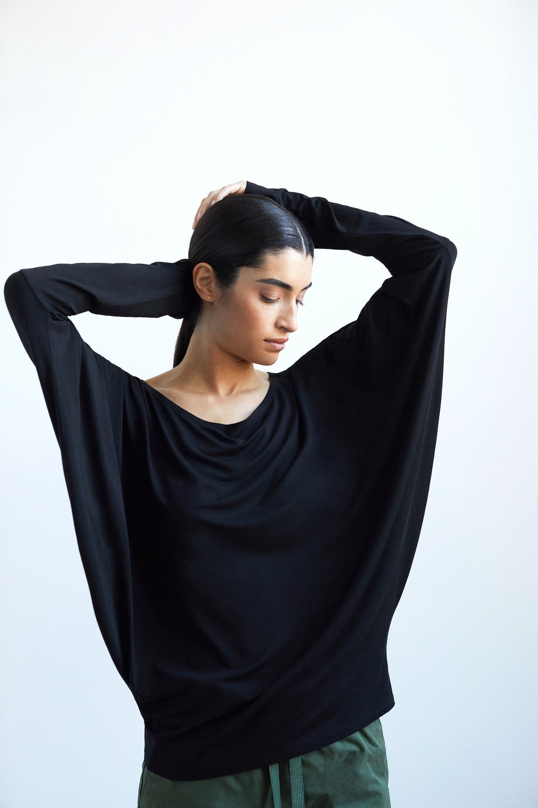 Dolman Sleeve Top, Batwing Sleeve Blouse, Long Sleeve Top, off the ...