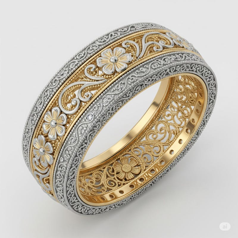 Two Tone Open Ring - Etsy