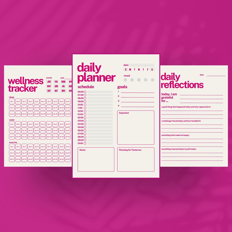 Pink Minimalist Life Planner Bundle: Goal Tracker, Habit Tracker ...