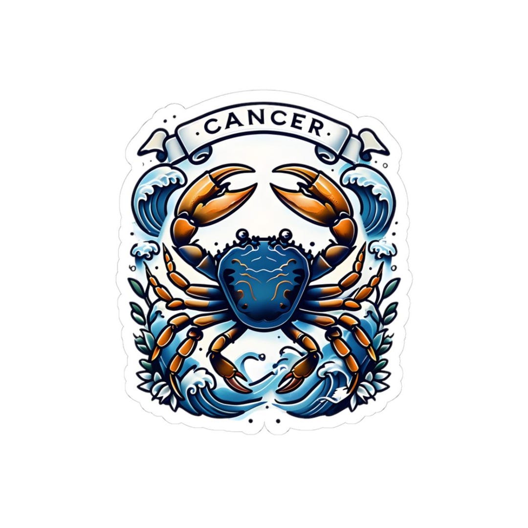 Cancer Zodiac Vinyl Sticker: Crab Astrology Decal Waterproof, Scratch ...