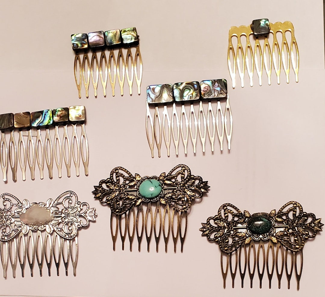 Hair Combs With Gemstones or Abalone 2 Inches Long, Your Choice of ...