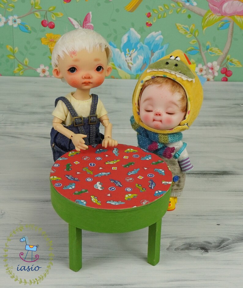 Wooden Table for Tiny Dolls Diorama 1/6 Irrealdoll OB11 Lati Pukiefee ...