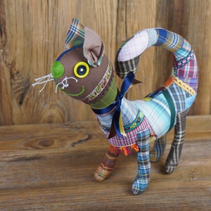 Cat Handcrafted Quilted Handmade Patchwork Quilt Animal Original Artist ...
