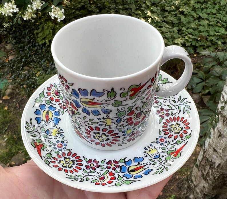 Cepelia Opole Hand Painted Tea Cup and Saucer Vintage Porcelain Made in ...