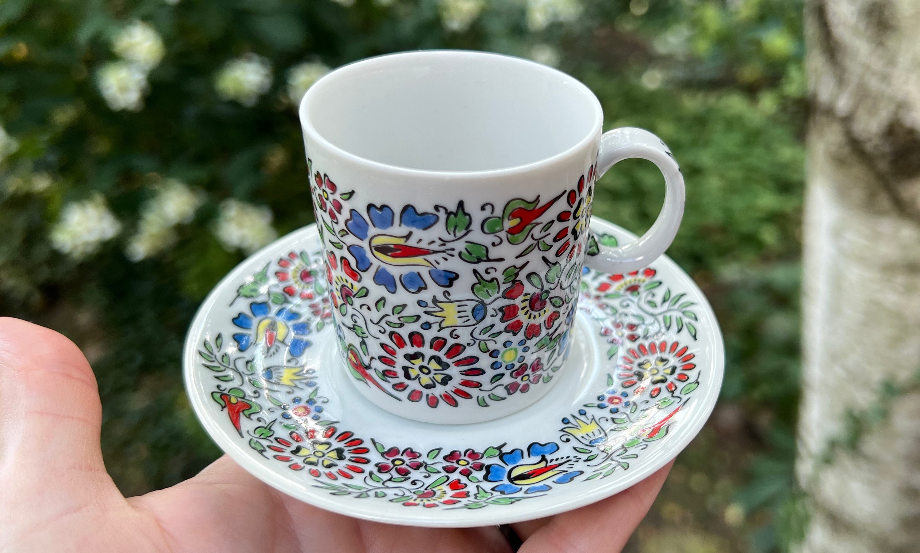 Cepelia Opole Hand Painted Tea Cup and Saucer Vintage Porcelain Made in ...