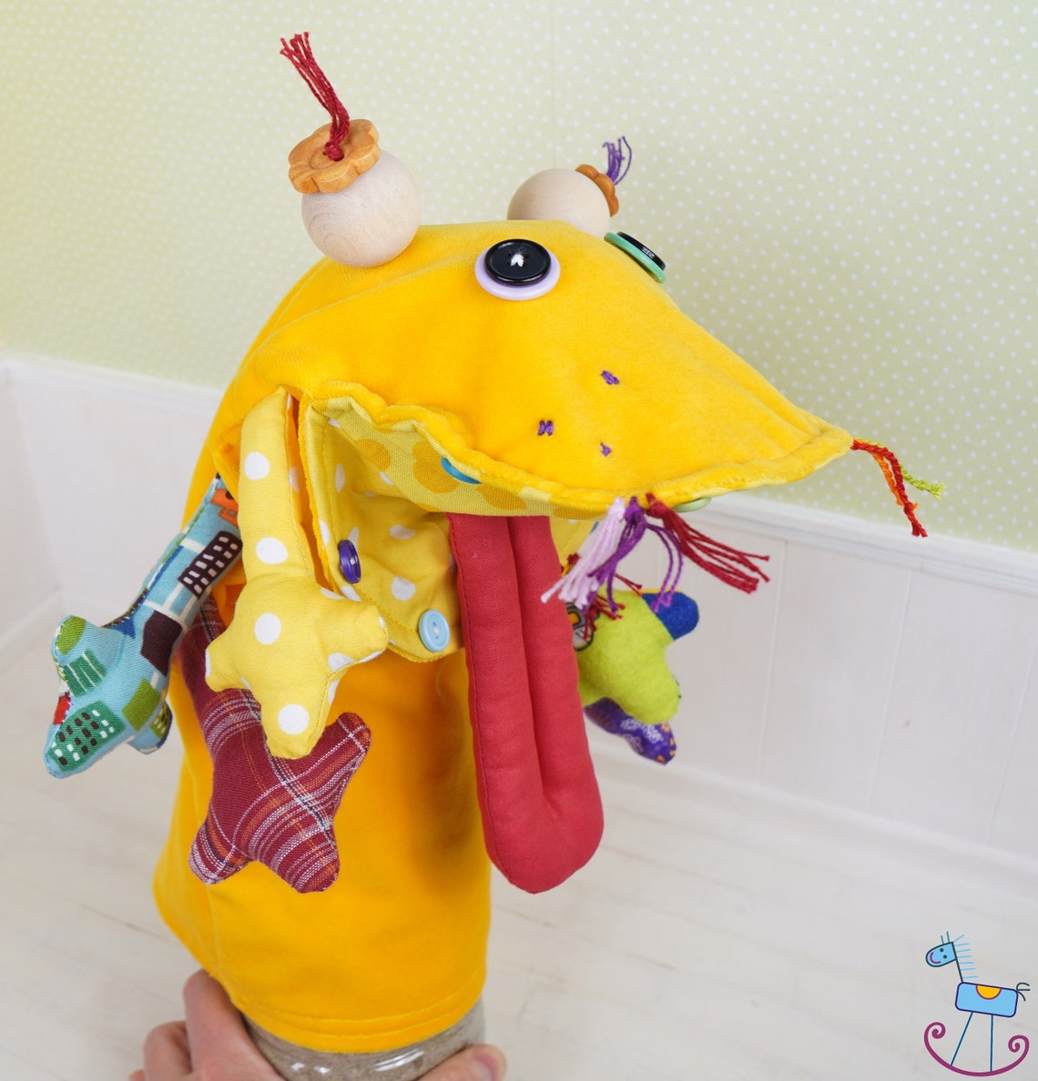 Handpuppe fröhliche Wurm Theater handgemachte samt bunt gelb | Etsy