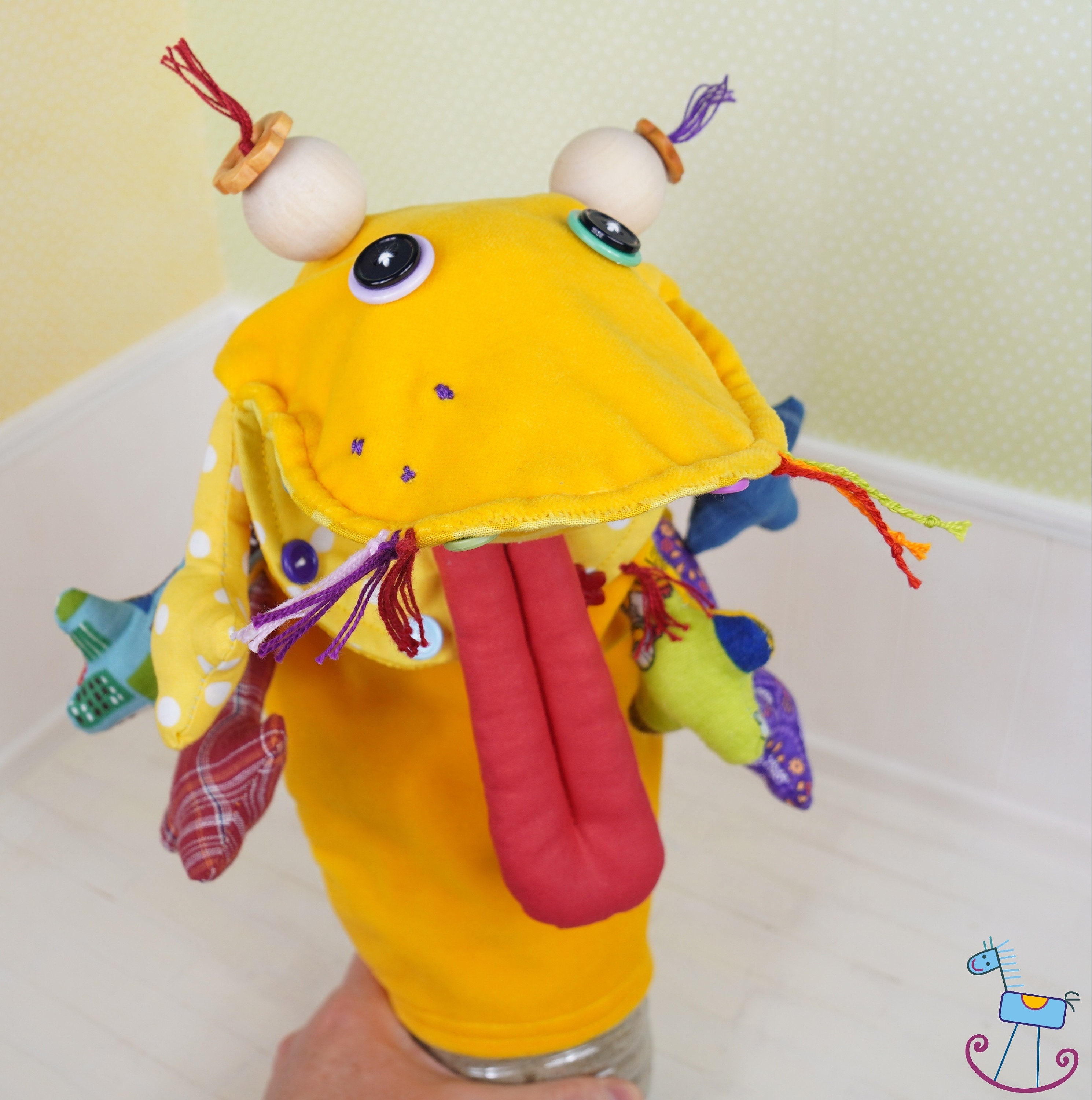 Handpuppe fröhliche Wurm Theater handgemachte samt bunt gelb | Etsy