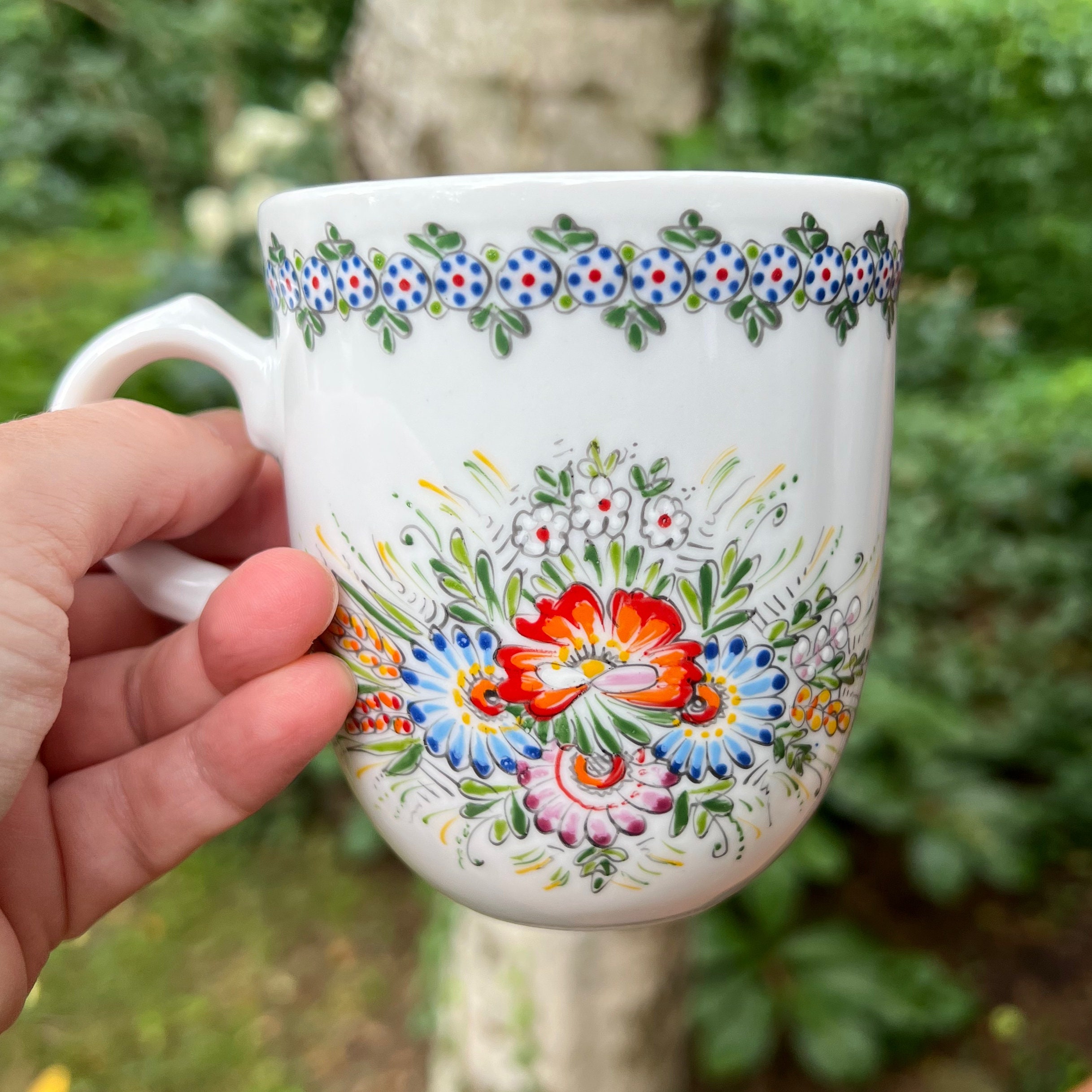Mug Cepelia Opole Hand Painted Vintage Porcelain Made in Poland Year ...