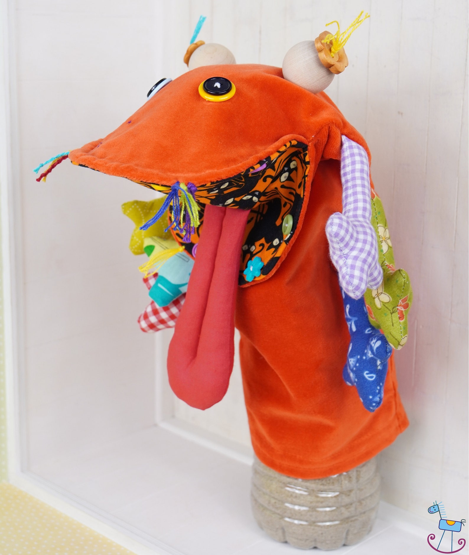 Hand Puppet Cheerful Worm Theater Handmade Velvet Colorful | Etsy