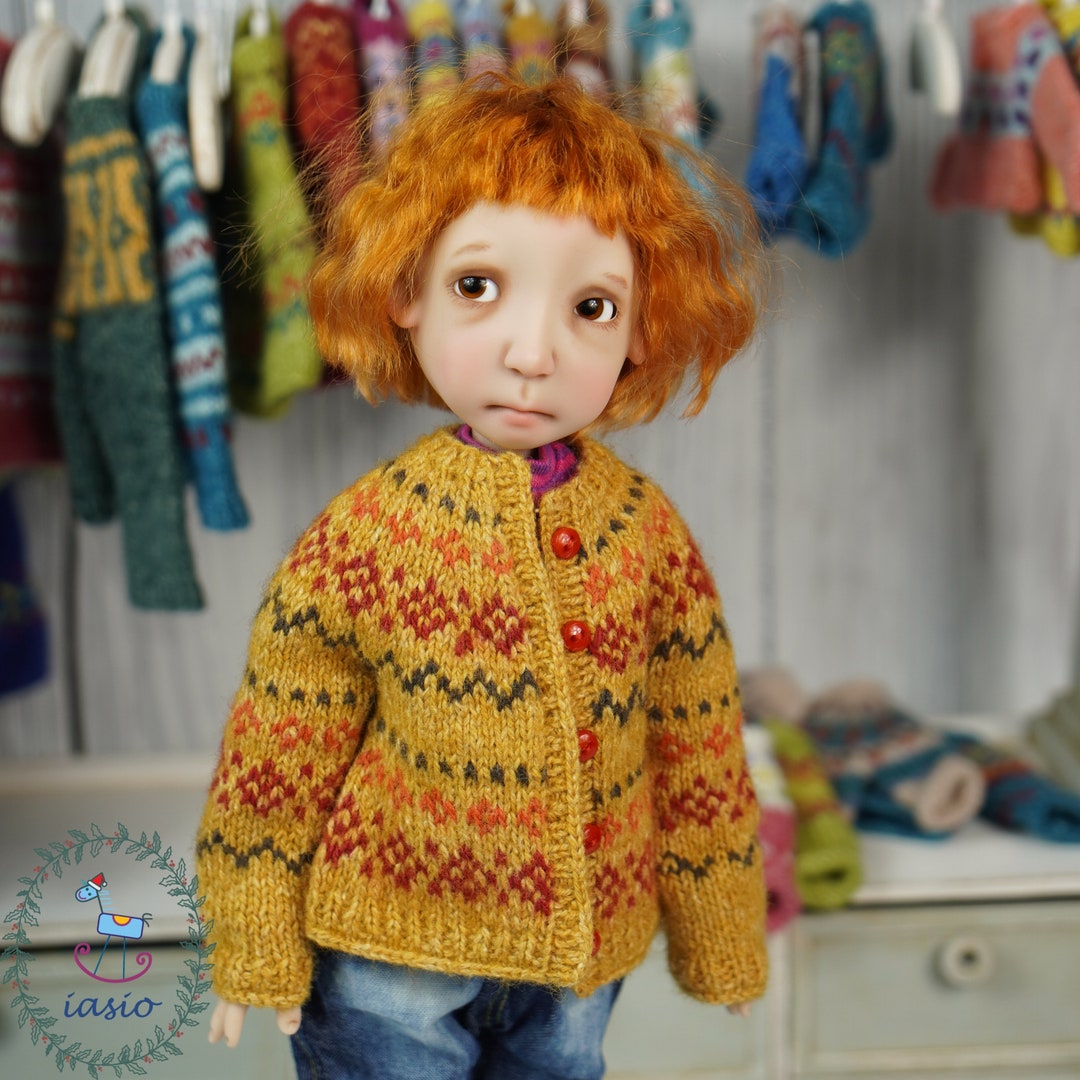 Sweet Knitting Cardigan for Doll Like SMALL Stella by Connie Lowe Blue ...