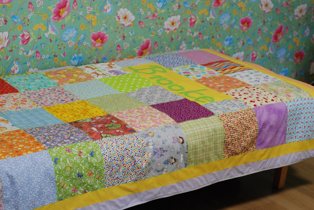 MADE TO ORDER Quilted Personalized Handmade Patchwork Quilt Bedroom ...