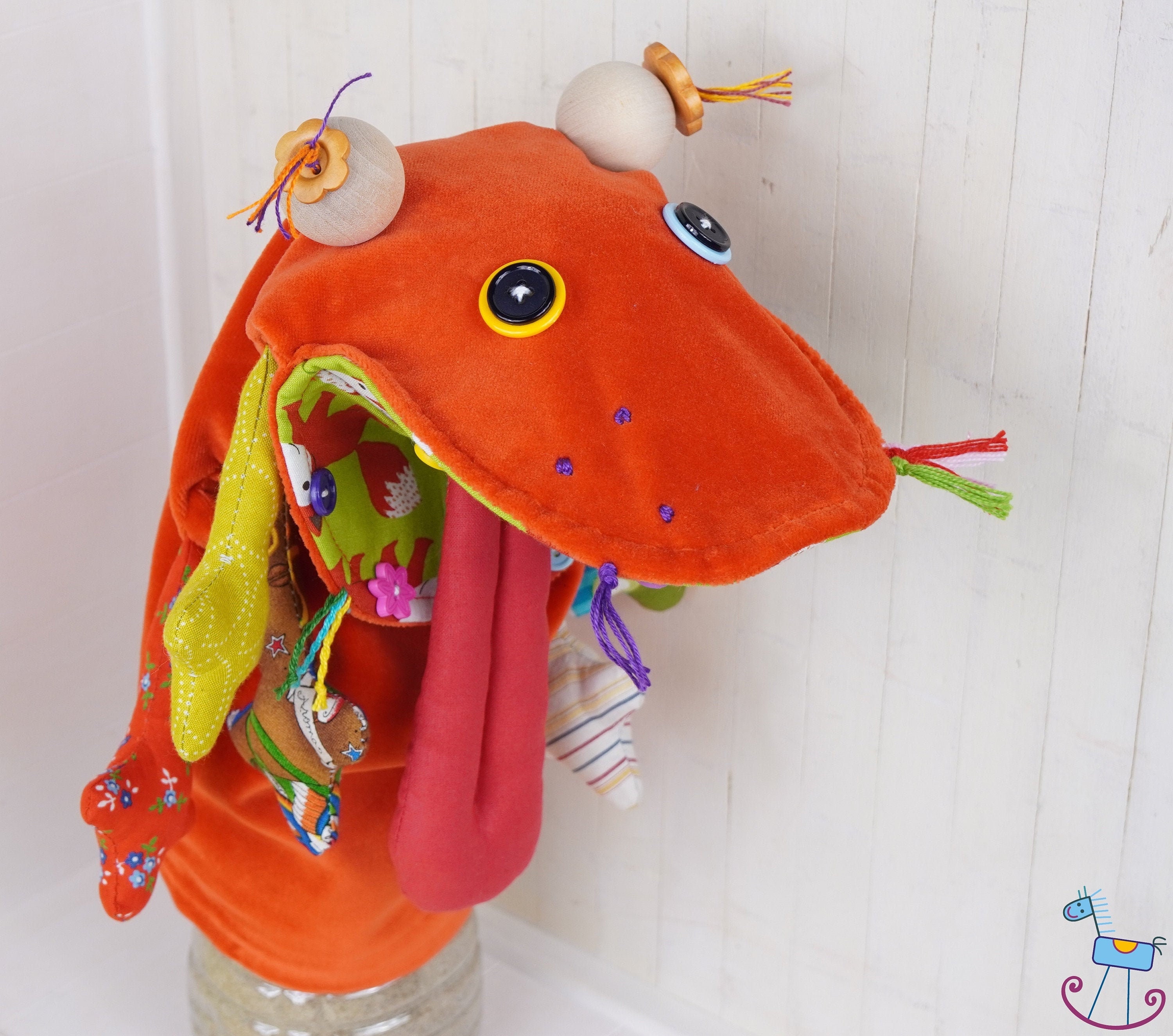 Hand Puppet Cheerful Worm Theater Handmade Velvet Colorful | Etsy