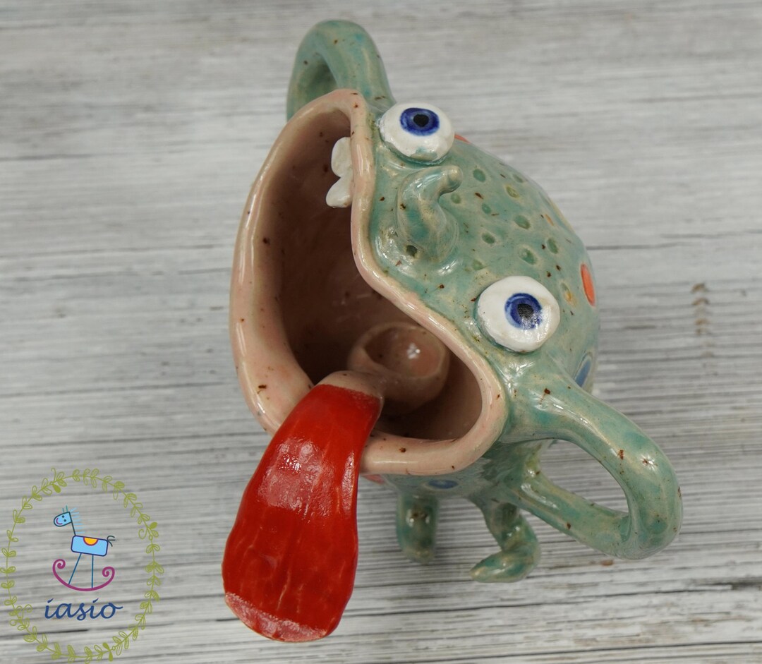 Ceramic Sugar Bowl Sculpture Art Pottery Handmade Crazy Colorful - Etsy