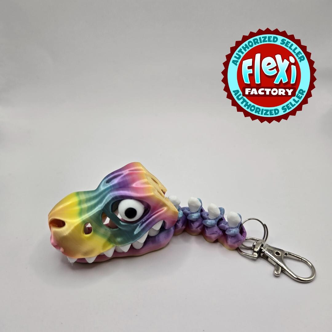 3D Printed Rainbow T-rex Keychain - Etsy
