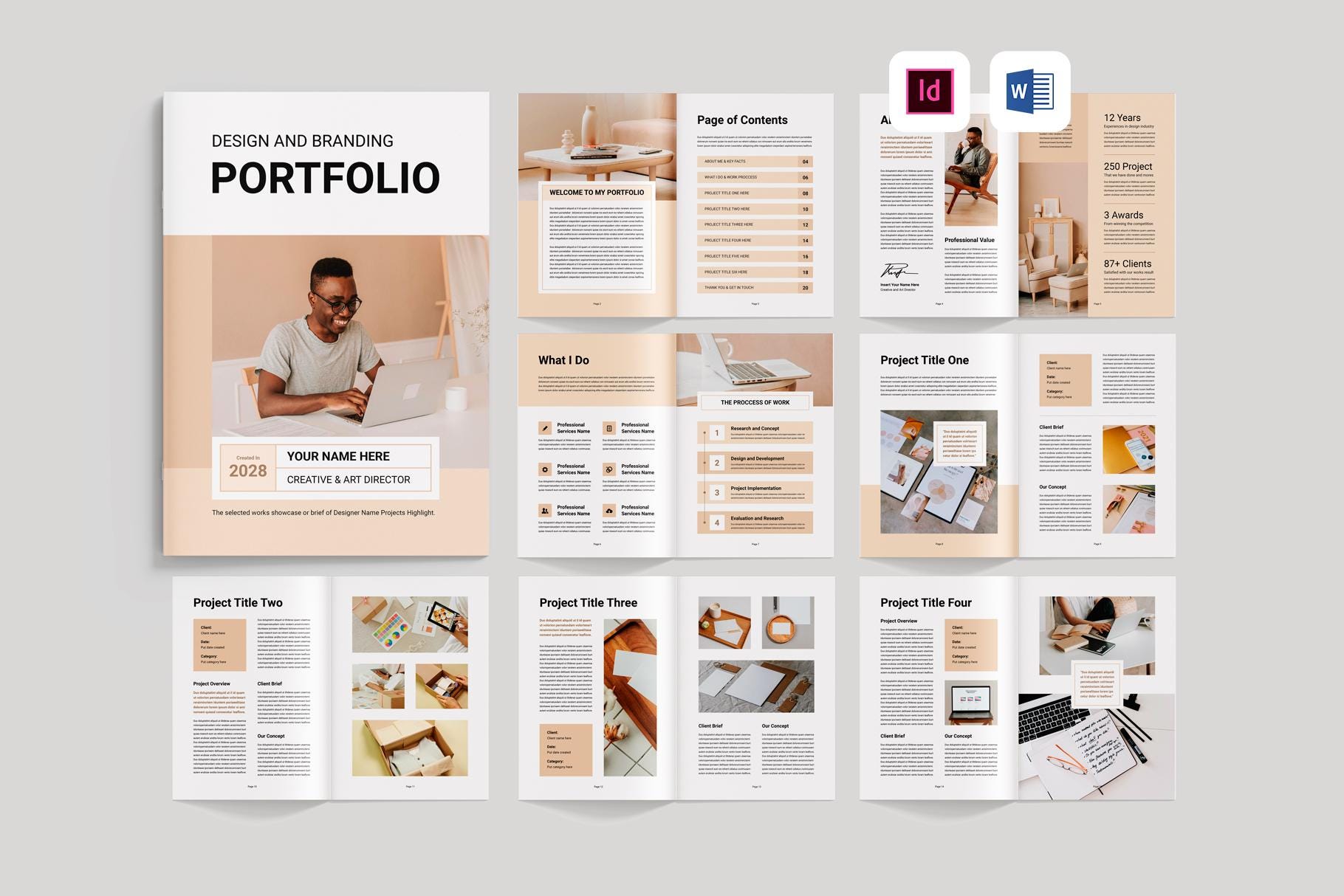 Portfolio Template | Microsoft Word | Adobe Indesign | Minimal ...