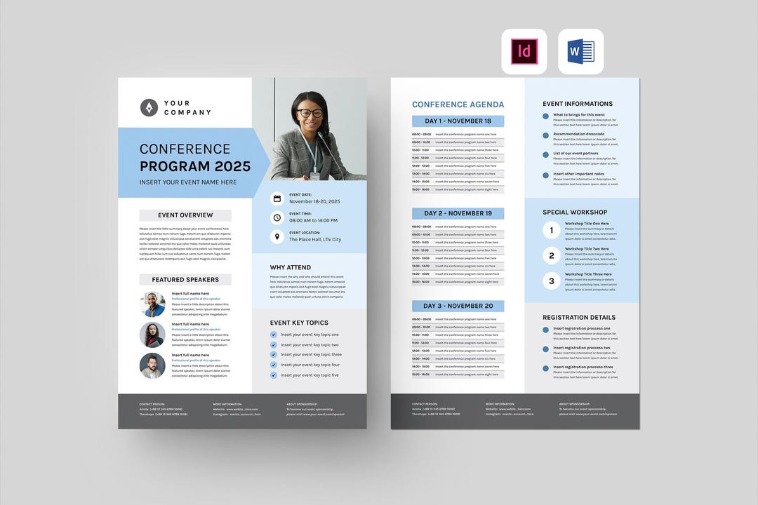 Event Program Template | Microsoft Word | Adobe Indesign | Conference ...