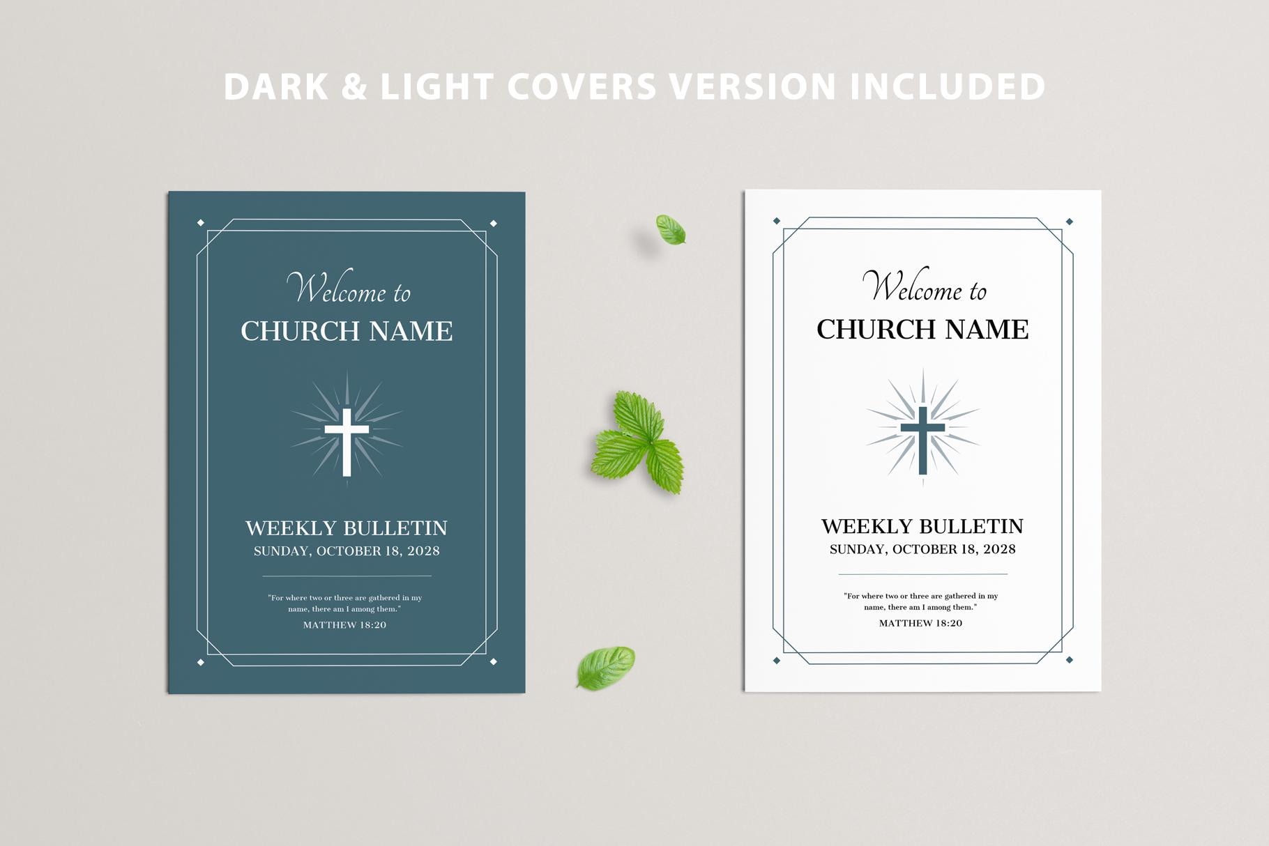 Church Bulletin Template | Church Services Program | Simple Newsletter ...
