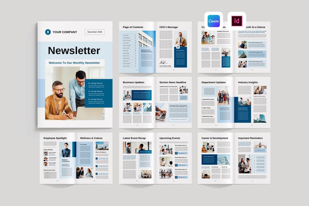 Newsletter Template | Canva Template | Adobe Indesign | Corporate ...