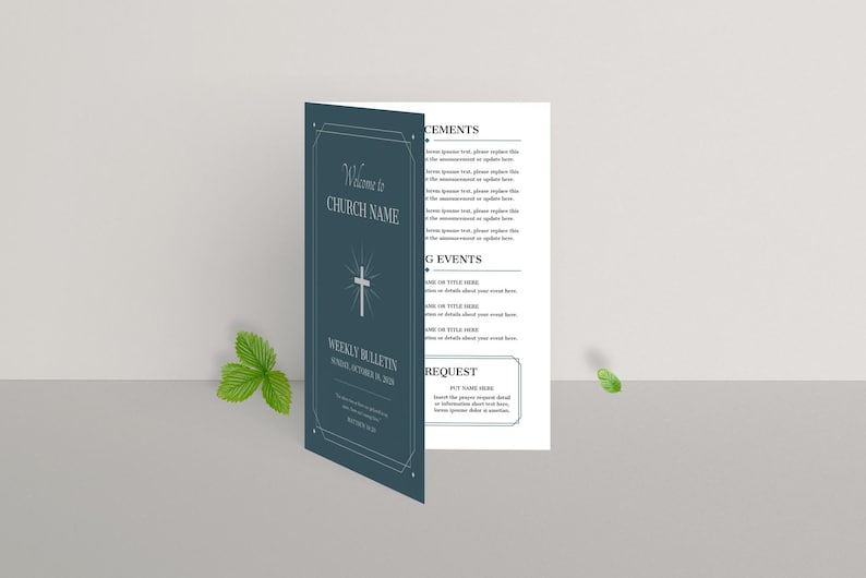 Church Bulletin Template | Church Services Program | Simple Newsletter ...
