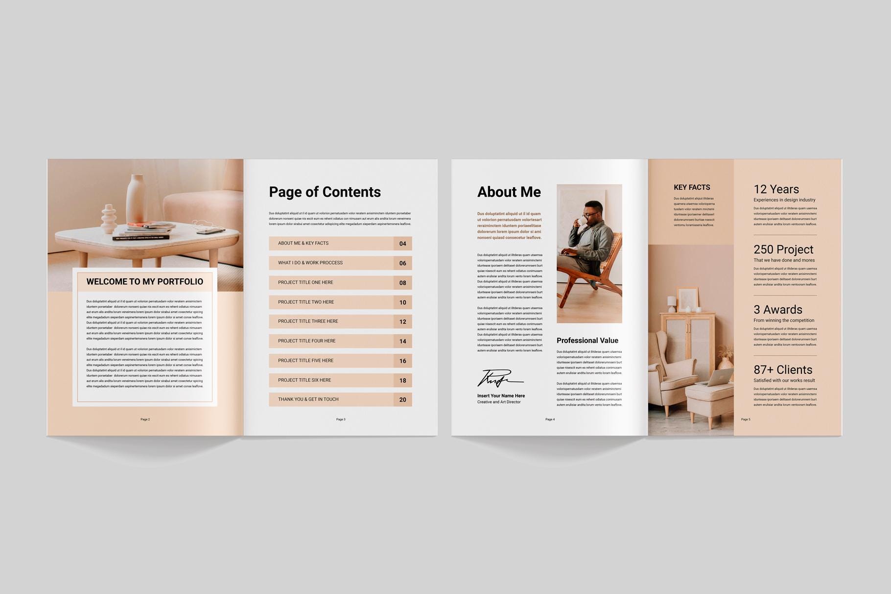 Portfolio Template | Microsoft Word | Adobe Indesign | Minimal ...