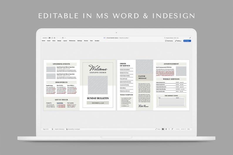 Church Bulletin Template | Microsoft Word | Adobe Indesign | Church ...