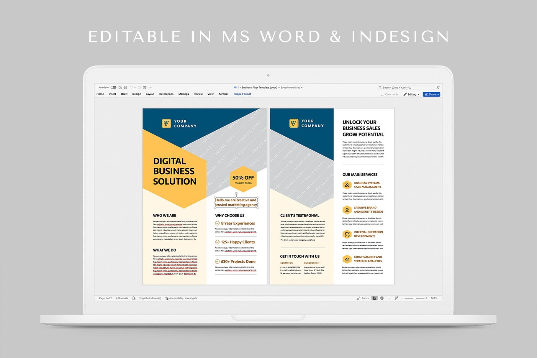 Business Flyer Template | Microsoft Word | Adobe Indesign | Modern ...