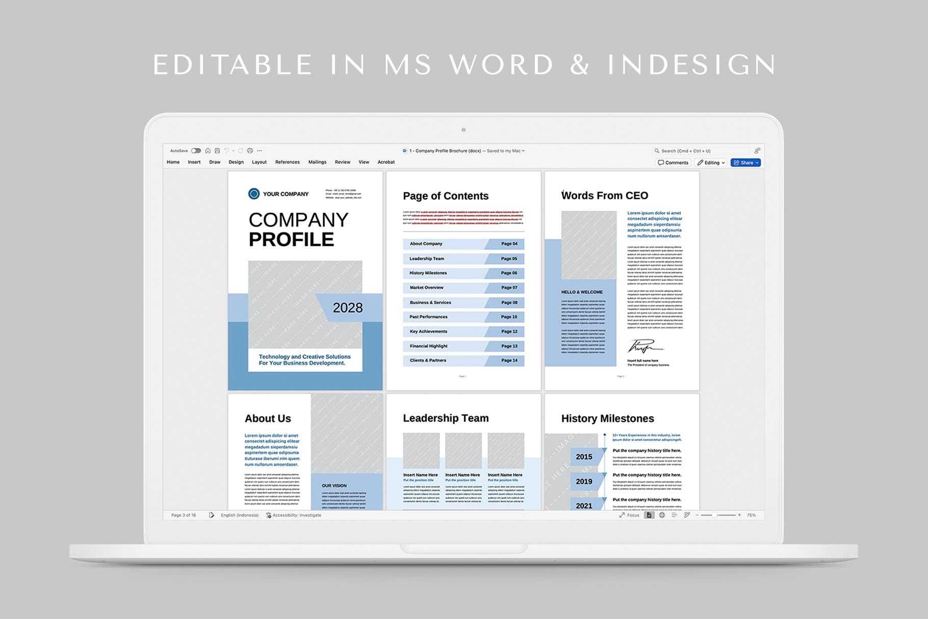 Company Profile Template | Microsoft Word | Adobe Indesign | Company ...