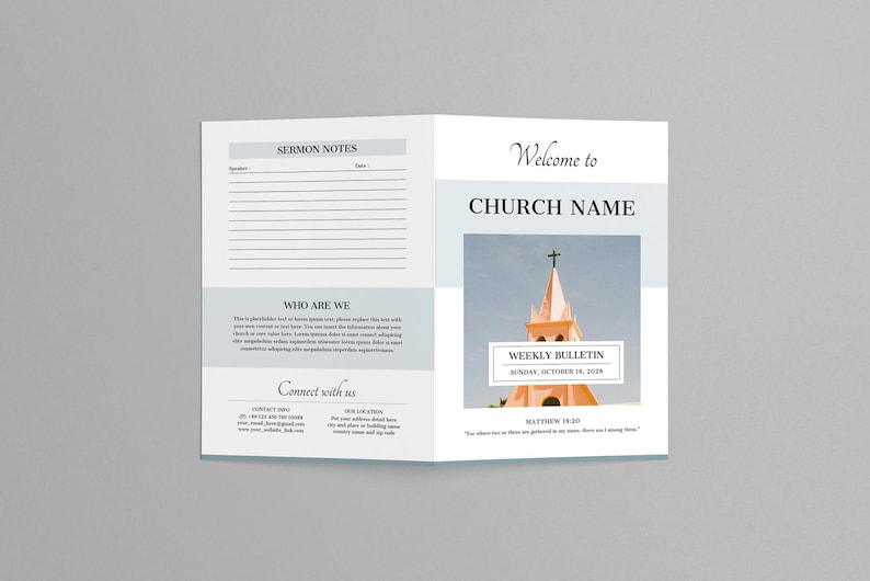 Church Bulletin Template | Church Services Program | Simple Newsletter ...