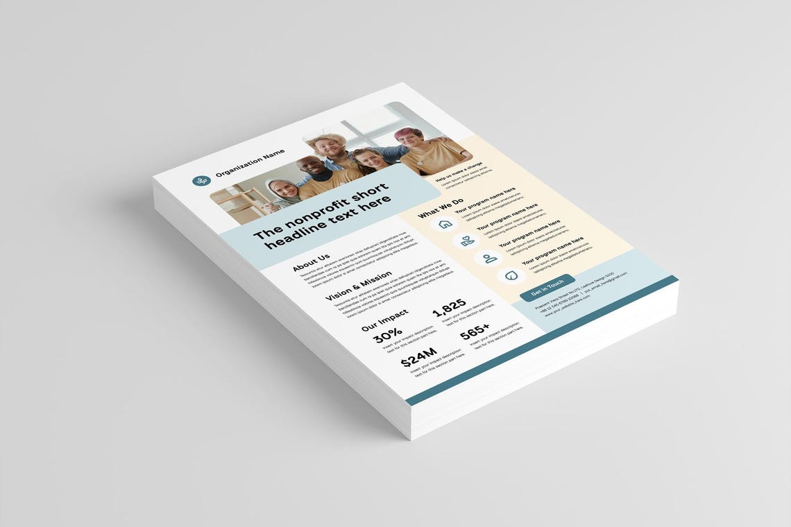 Nonprofit One Pager Template | Microsoft Word | Adobe Indesign | Non ...