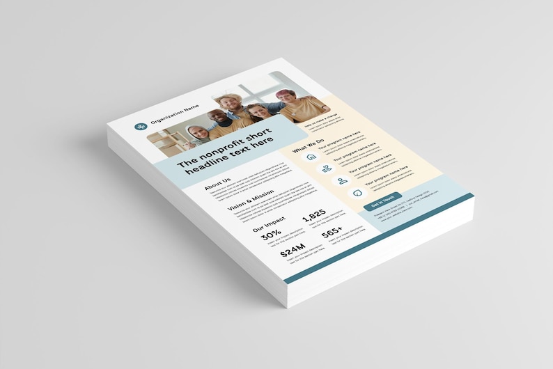 Nonprofit One Pager Template | Microsoft Word | Adobe Indesign | Non ...