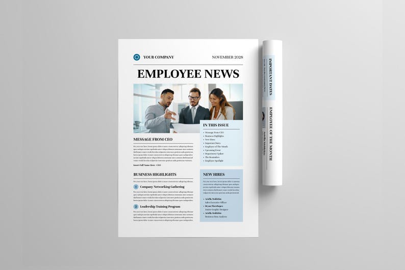 Company Newsletter Template | Employee News | Business Monthly Bulletin ...