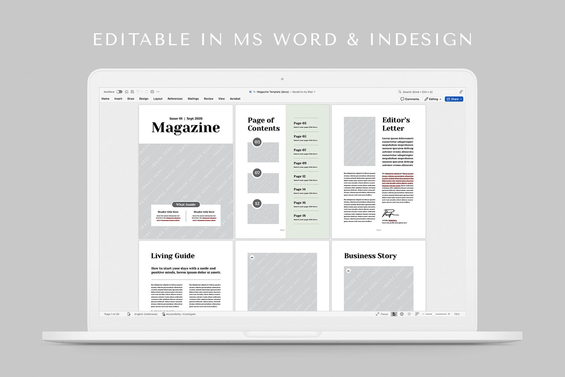 Magazine Template | Microsoft Word | Adobe Indesign | Portfolio ...