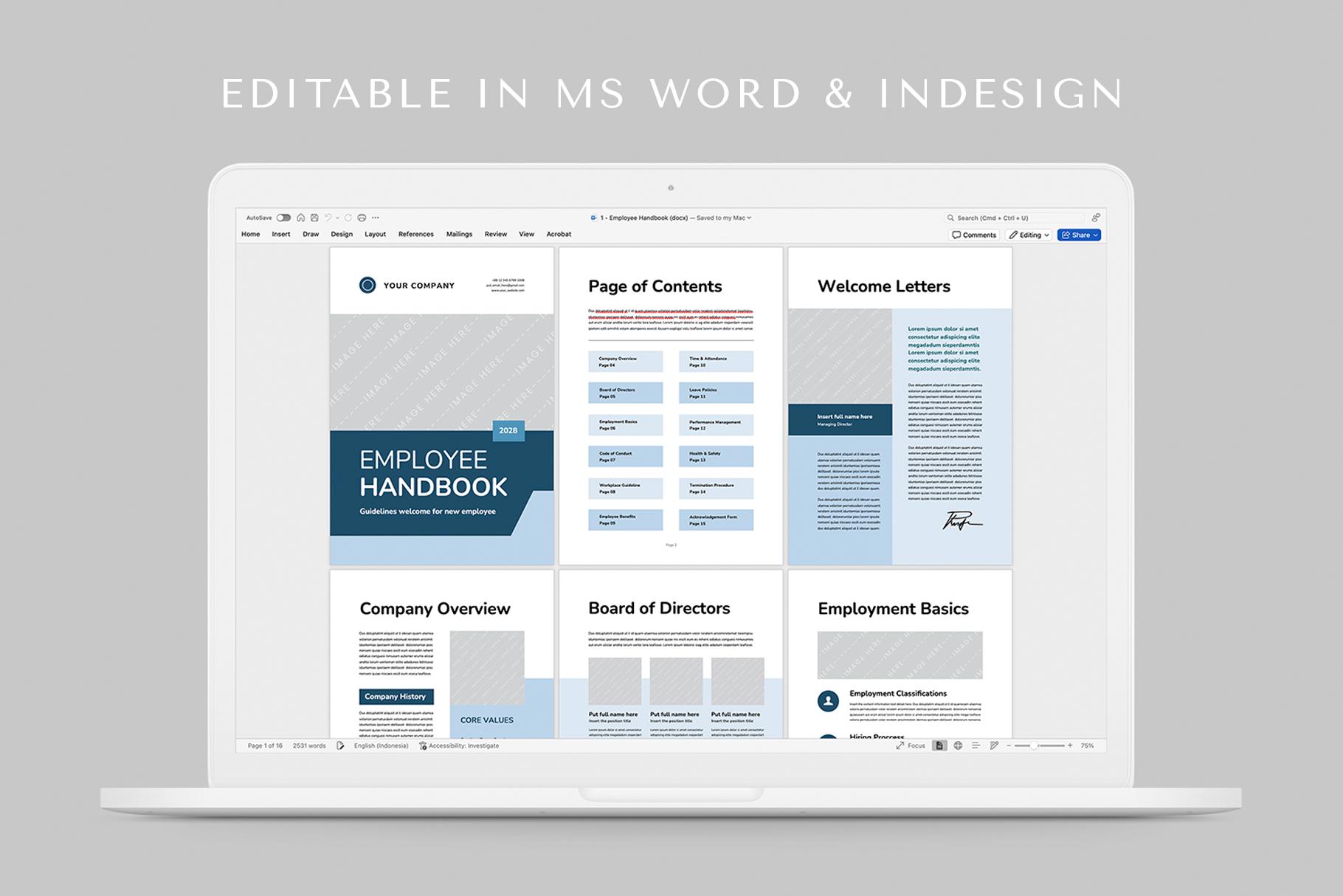 HR Employee Handbook Template | Microsoft Word | Adobe Indesign ...