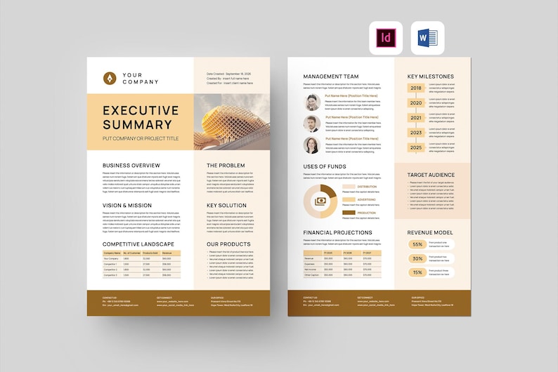 Executive Summary Template | Microsoft Word | Adobe Indesign | Company ...