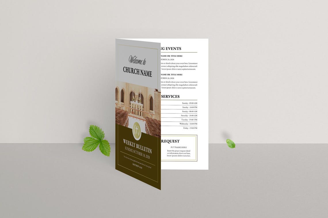 Church Bulletin Template | Modern Weekly Worship Program | Sunday ...