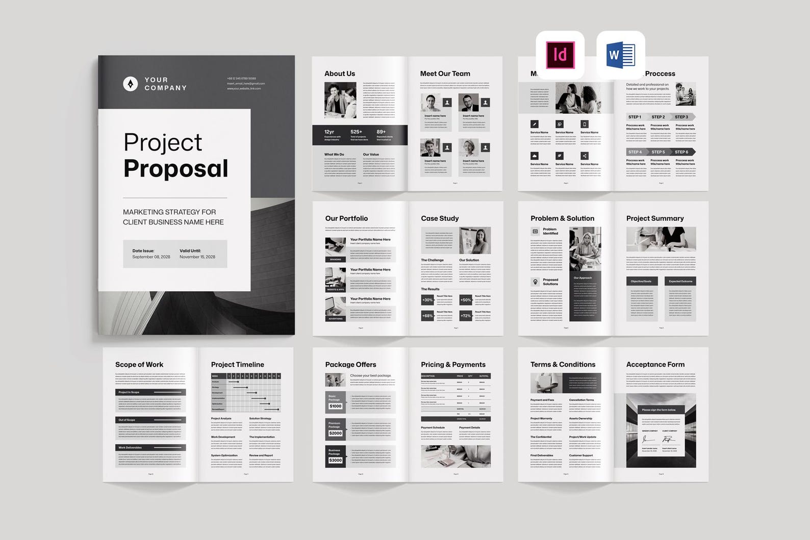Project Proposal Template | Microsoft Word | Adobe Indesign | Minimal ...