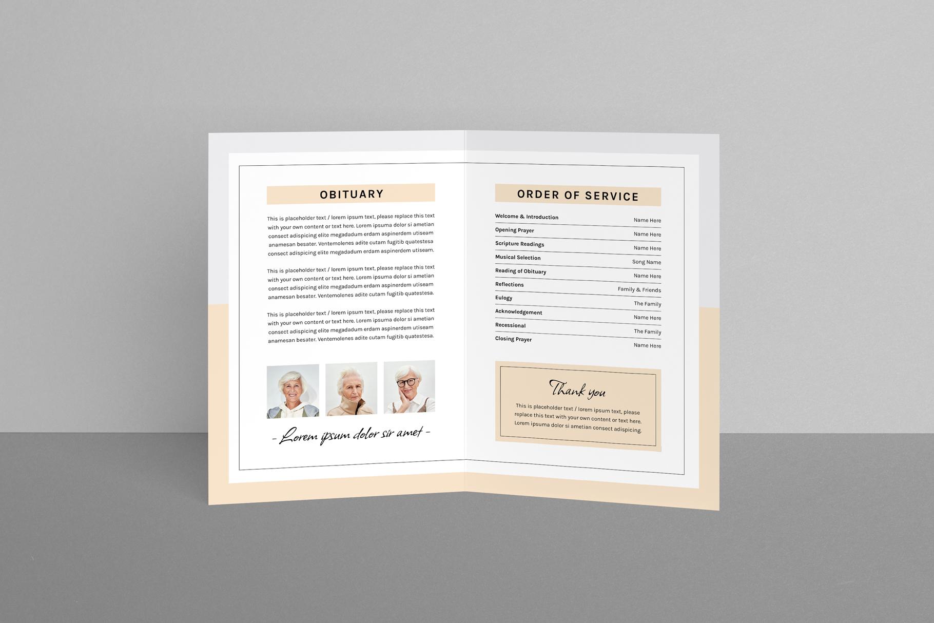 Simple Funeral Program Template | Microsoft Word | Adobe Indesign ...