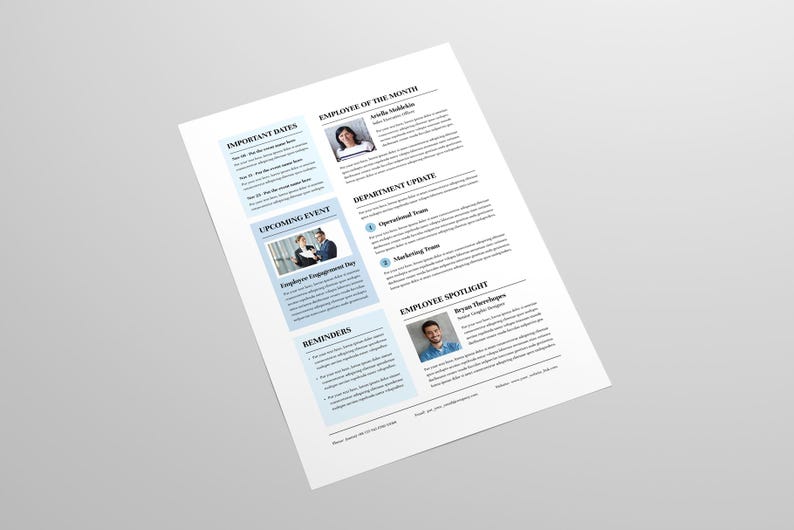 Company Newsletter Template | Employee News | Business Monthly Bulletin ...